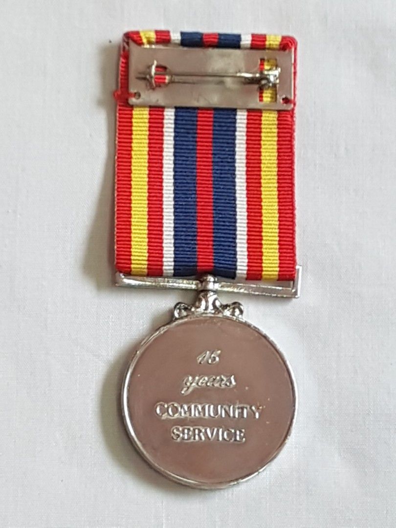 Community Service Award 15 Years Full Size Medal & Collar Pin, Hobbies ...