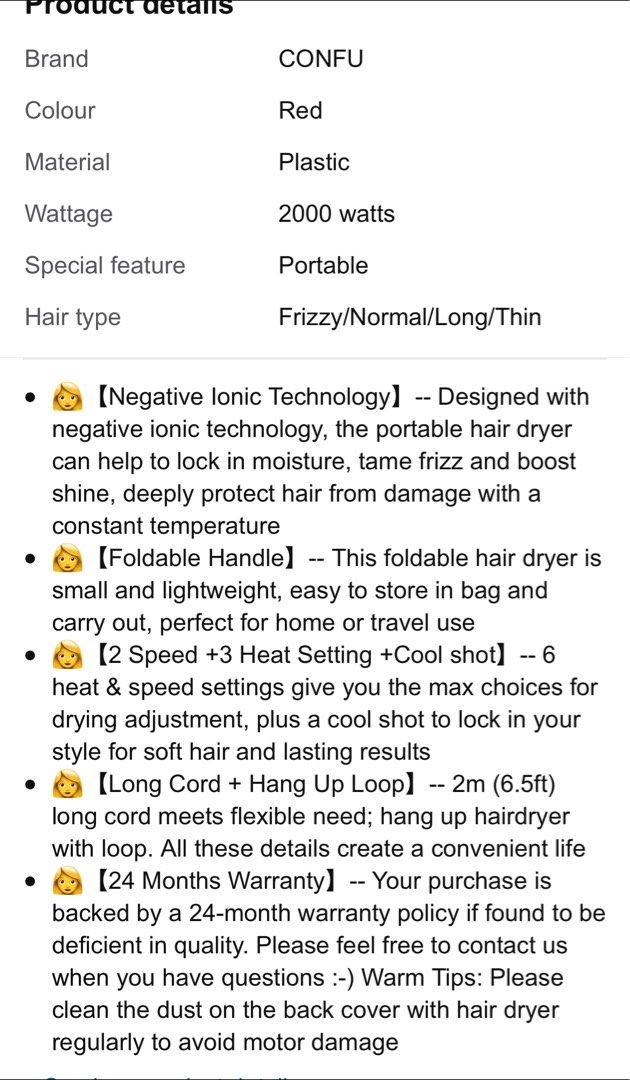Confu 2000w Negative ion Hairdryer Hair Dryer, Women's Fashion, Watches ...