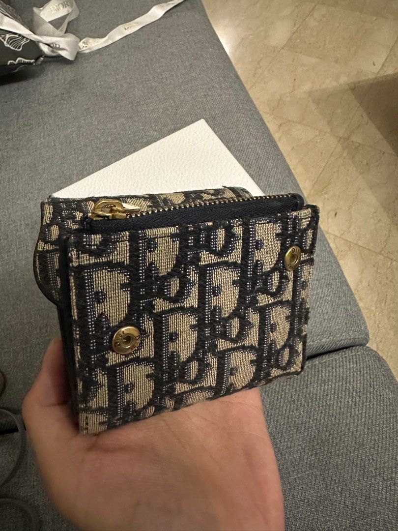 Dior Saddle Lotus Wallet (Blue Oblique Jacquard), Luxury, Bags ...
