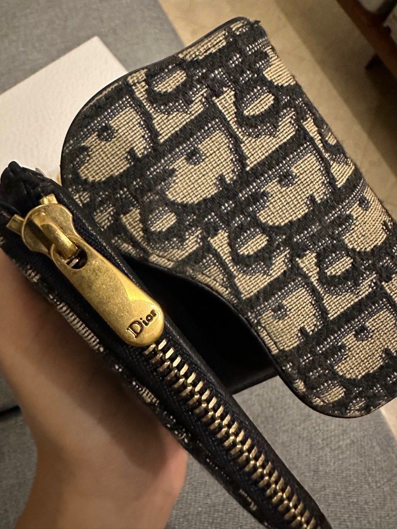 Dior Saddle Lotus Wallet (Blue Oblique Jacquard), Luxury, Bags ...