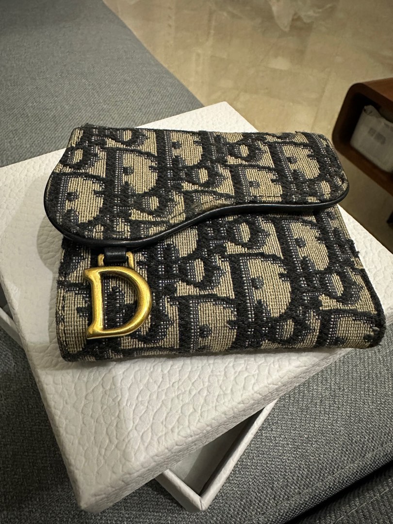 Dior Saddle Lotus Wallet (Blue Oblique Jacquard), Luxury, Bags ...