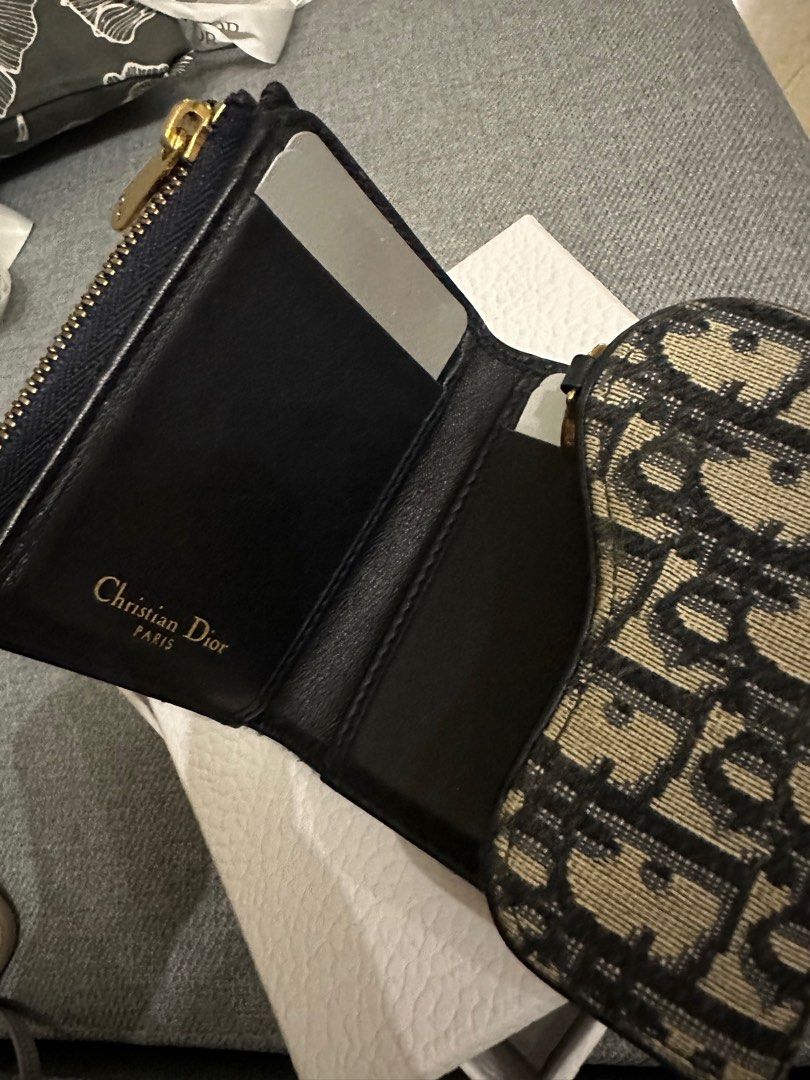 Dior Saddle Lotus Wallet (Blue Oblique Jacquard), Luxury, Bags ...
