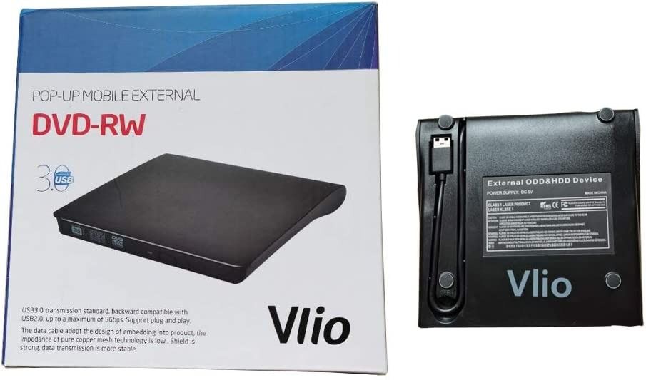 "External CD DVD Drive, USB 3.0 Portable Slim CD DVD +/-RW Drive Player ...