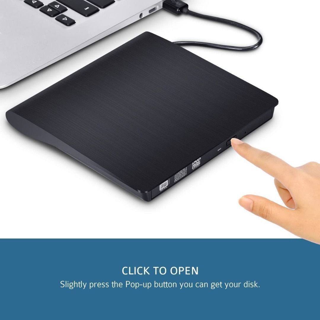"External CD DVD Drive, USB 3.0 Portable Slim CD DVD +/-RW Drive Player ...