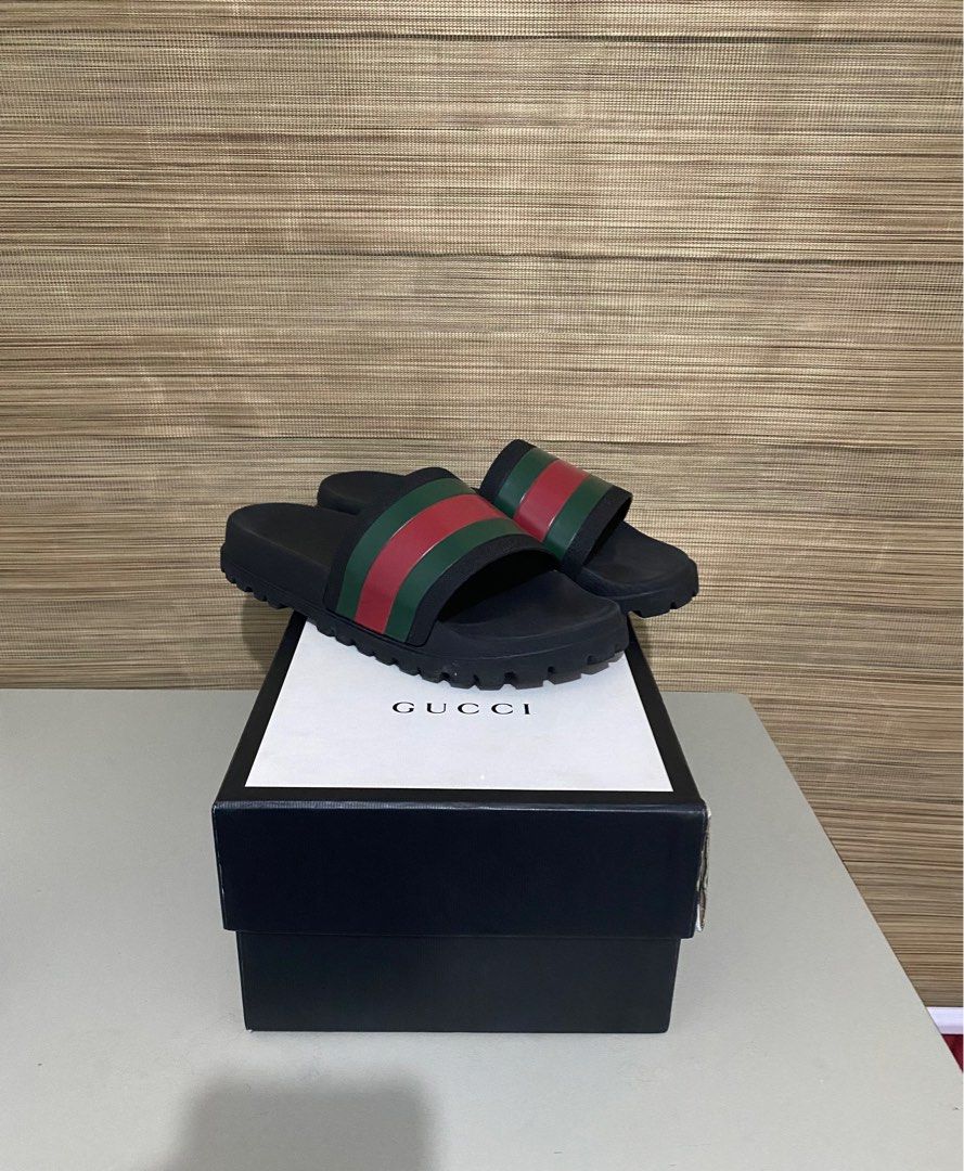 Gucci Web Slides, Men's Fashion, Footwear, Slippers & Slides on Carousell