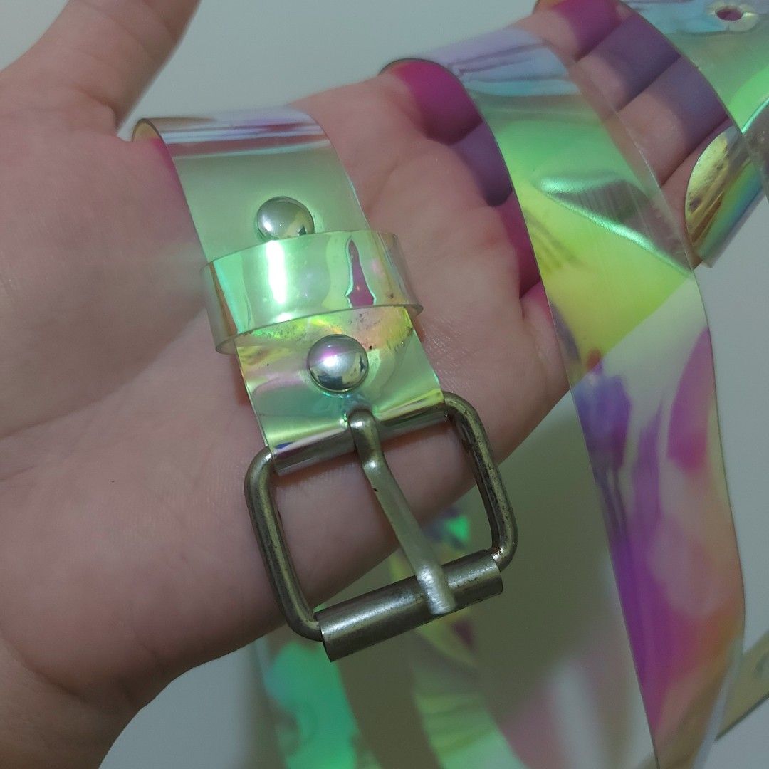 Holographic Iridescent Belt, Women's Fashion, Watches & Accessories ...