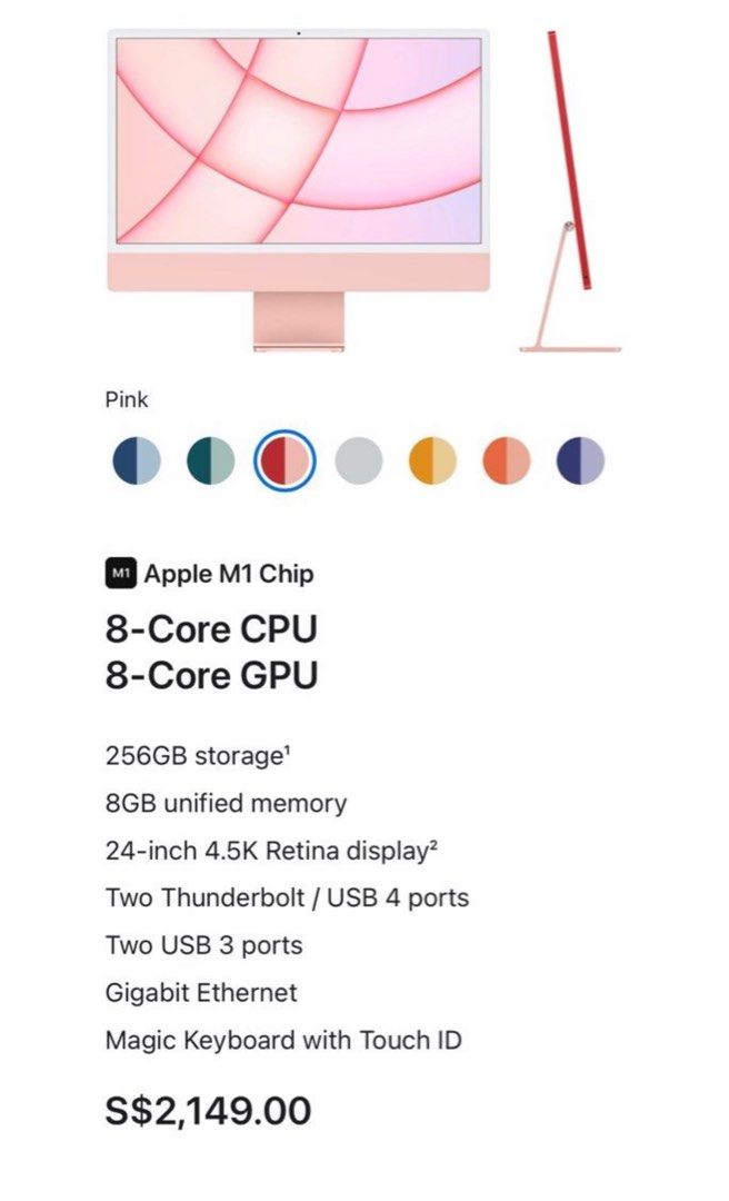 iMac 24 inch 8 core GPU RED, Computers & Tech, Desktops on Carousell