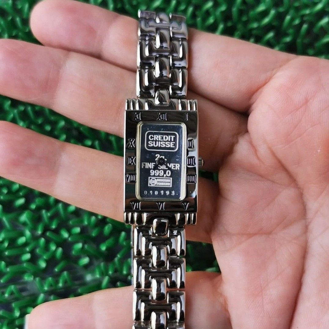 Credit Suisse Ingot Vintage Watch with 2 Gram 2g Fine Silver Bar Ag 999 ...