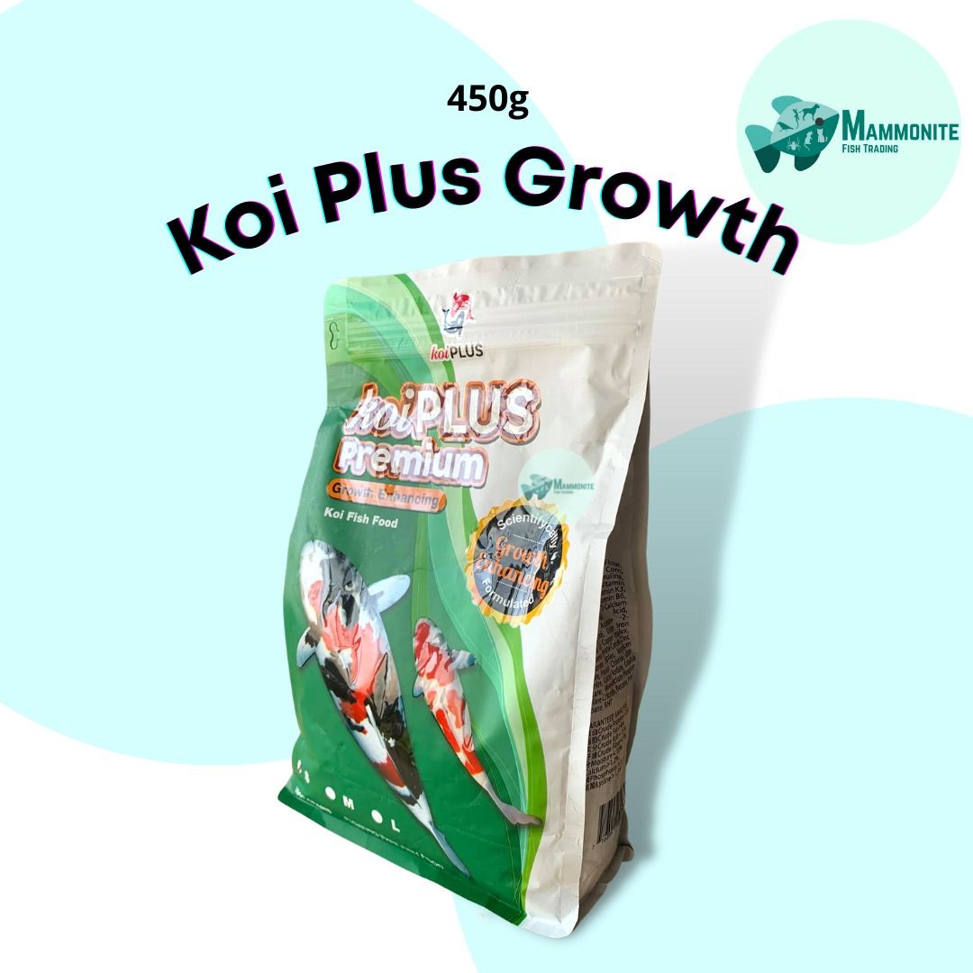 Koi Plus Premium Growth 450 Grams Fish Food Small Medium Large Granule Floating Pellets, Pet ...