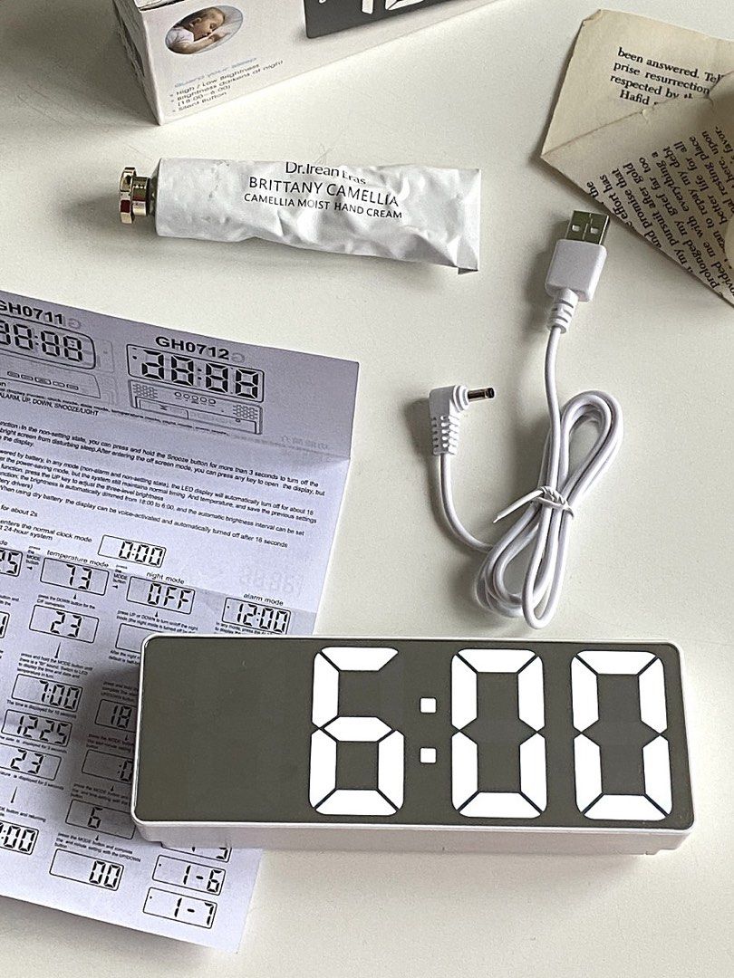 LED mirror clock, Furniture & Home Living, Home Decor, Clocks on Carousell