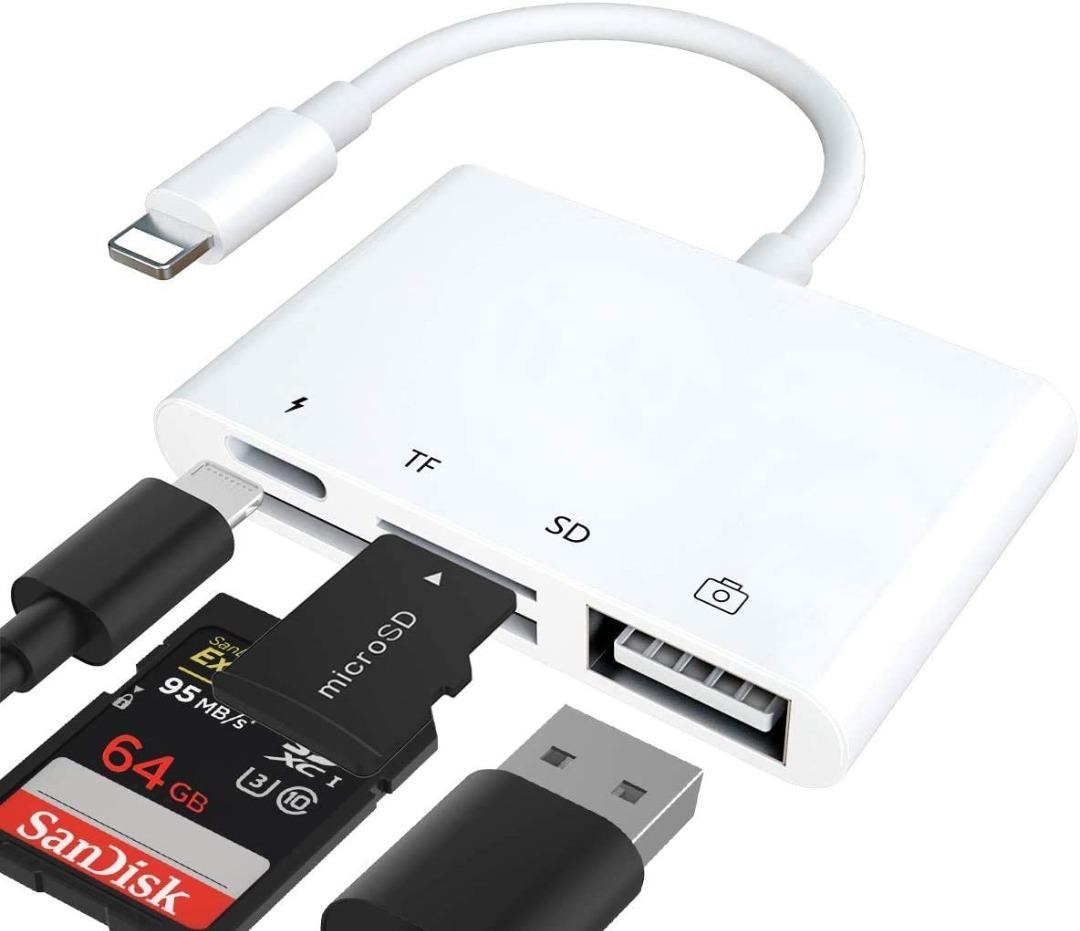 Lightning Adapter for SD TF Card Reader, Rosyclo Apple MFi Certified 4 ...