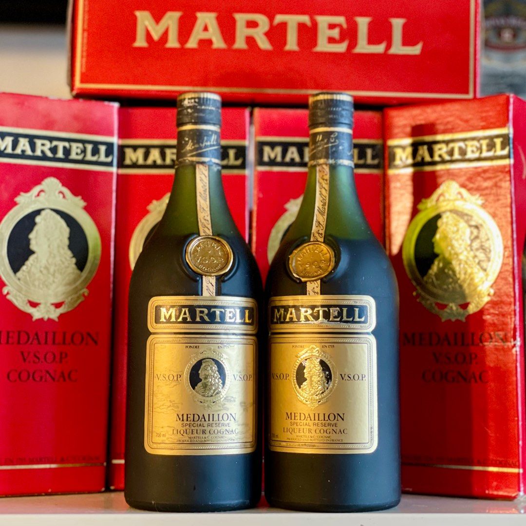 Martell VSOP cognac 老酒 Green Vintage Medallion 1970s sign of leader double band 700ml, Food ...