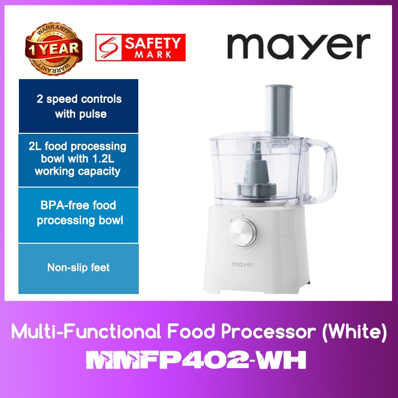 Mayer MMFP402-WH 2L Multi-Functional Food Processor (White) WITH 1 YEAR WARRANTY, TV & Home ...