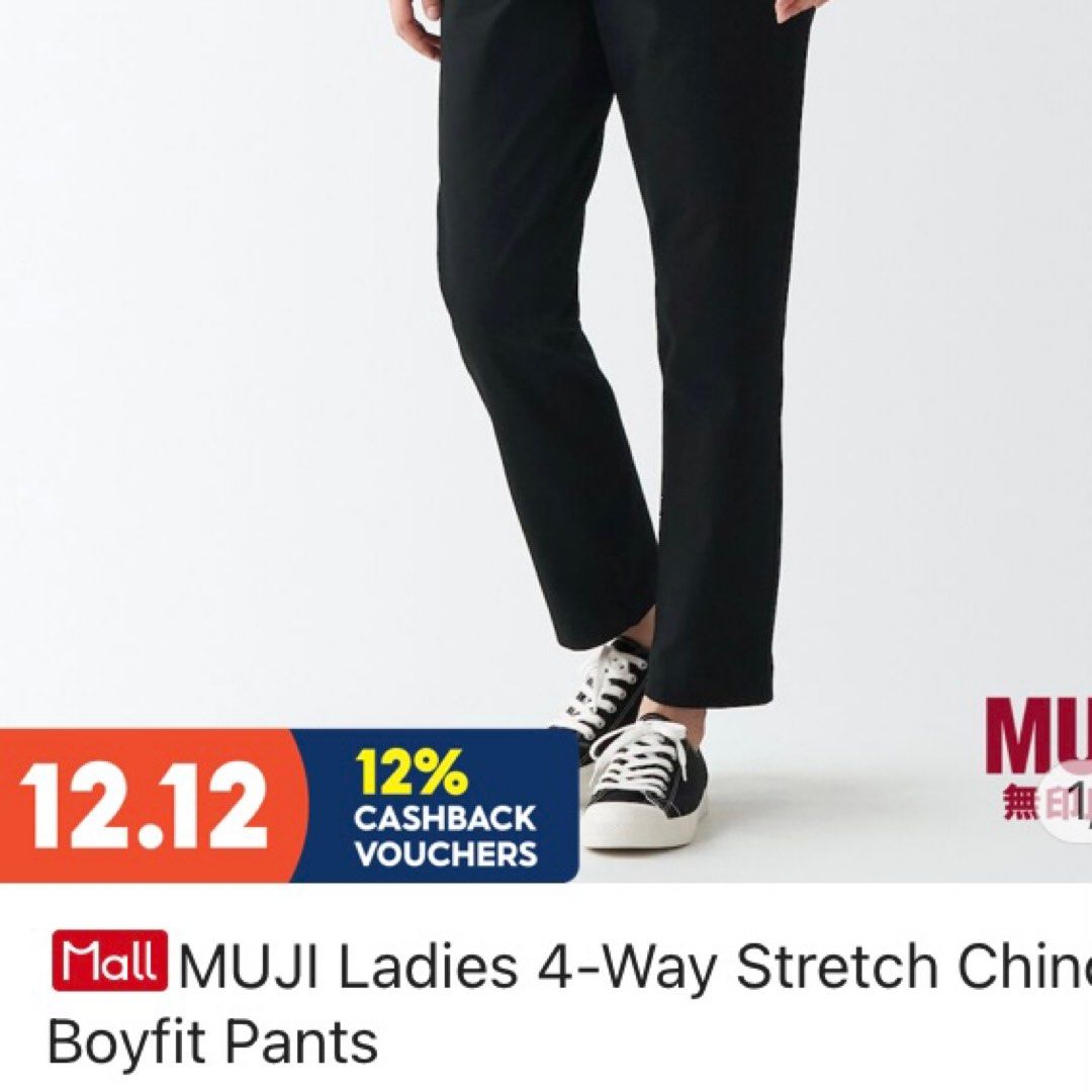 Muji 4-Way stretch Chino BoyFit Pants, Women's Fashion, Bottoms, Other Bottoms on Carousell
