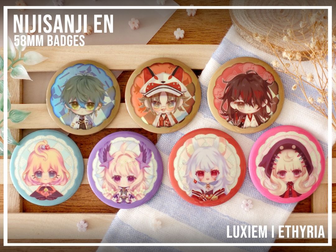 NIJISANJI EN Badges Button Pins Luxiem/Ethyria, Hobbies & Toys ...