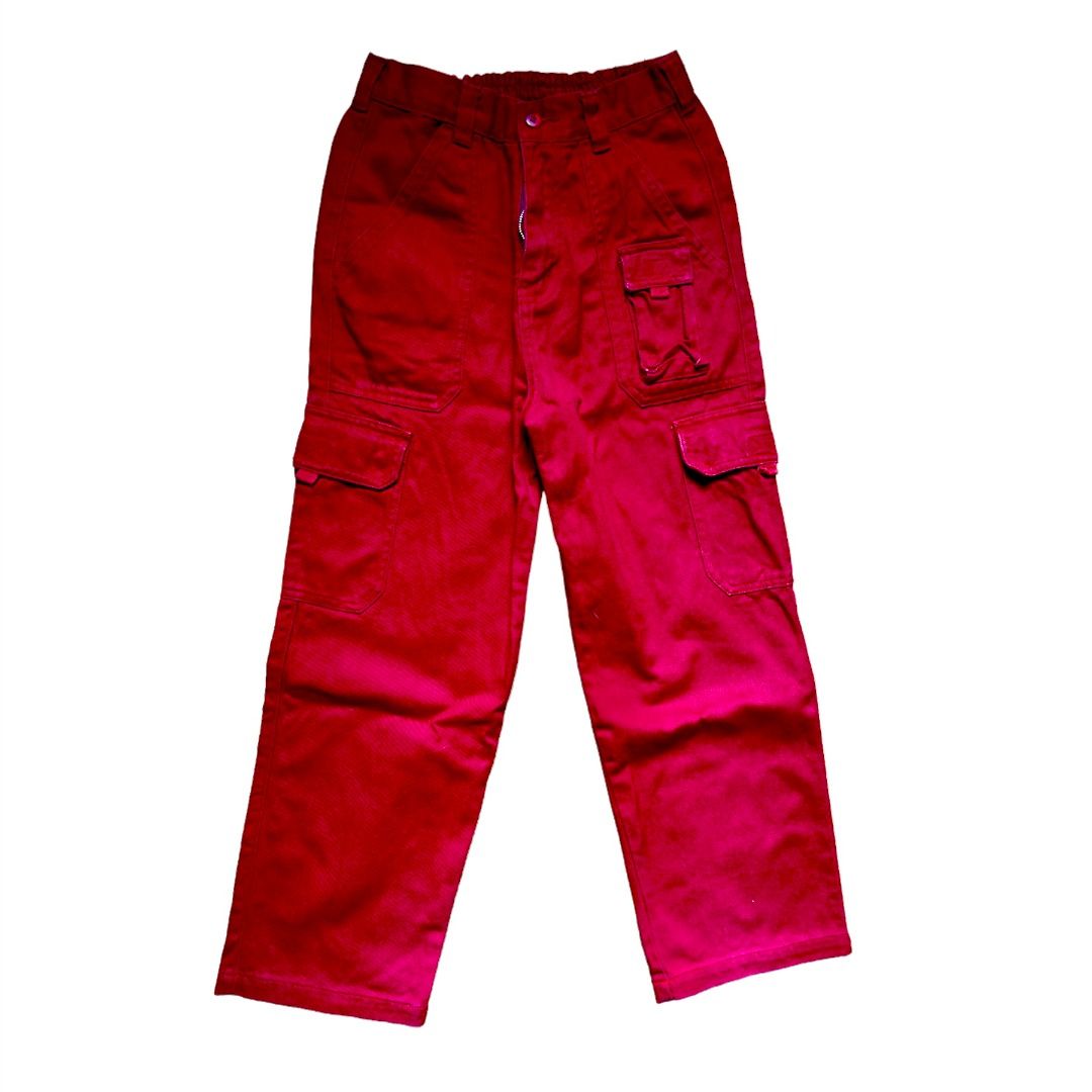 Red Cargo Pants, Women's Fashion, Bottoms, Jeans on Carousell
