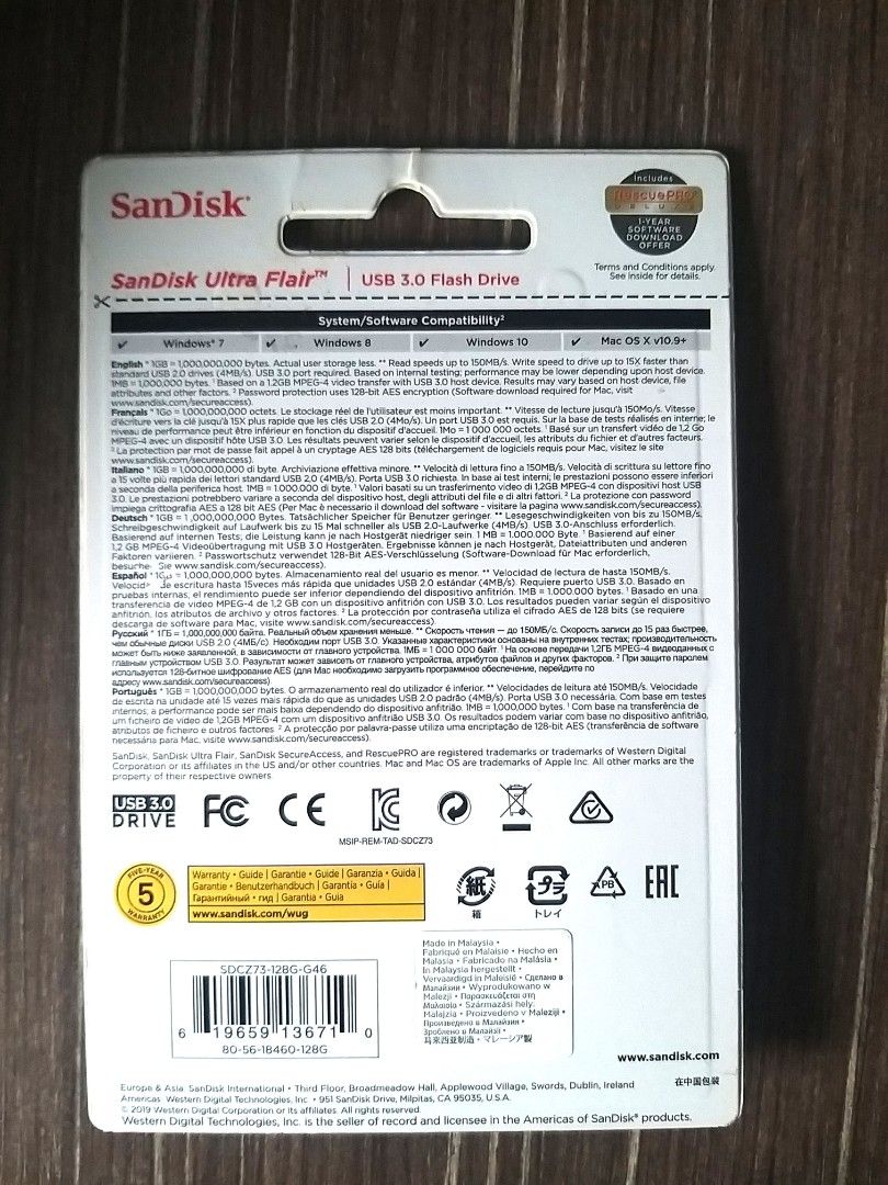 SanDisk Ultra Flair USB 3.0 Flash Drive 128GB, Computers & Tech, Parts ...
