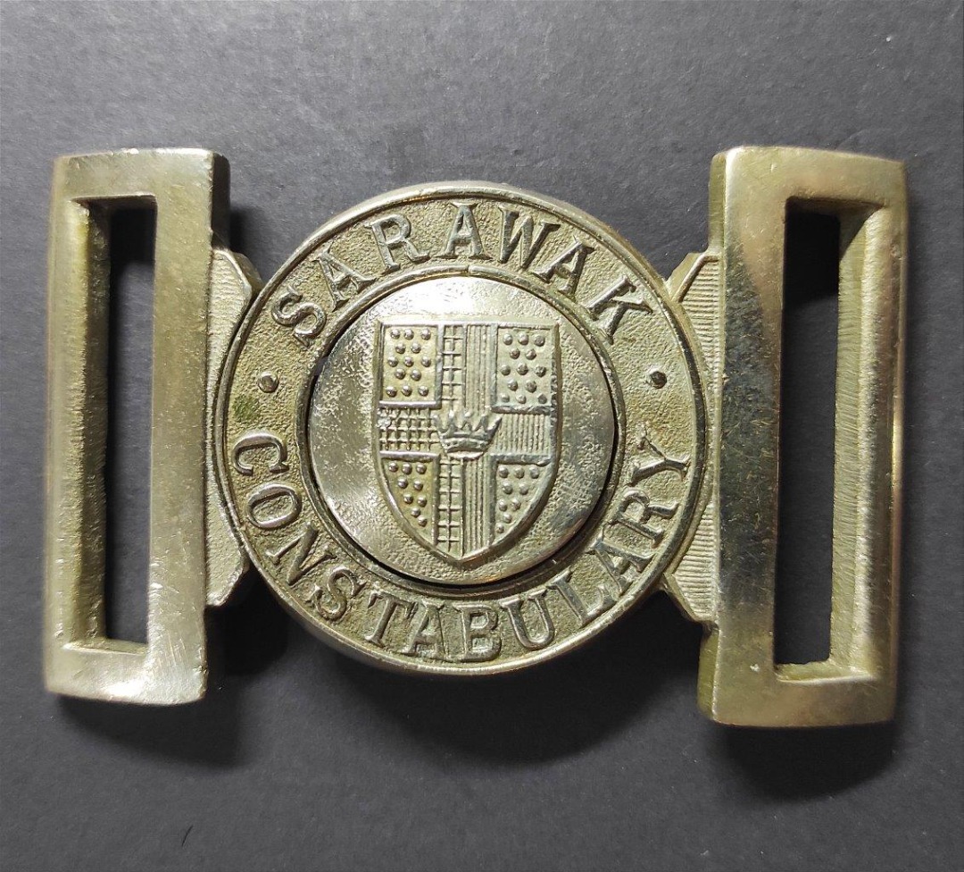 Sarawak Original Rajah Brooke Police (Constabulary) Brass Belt Buckle ...