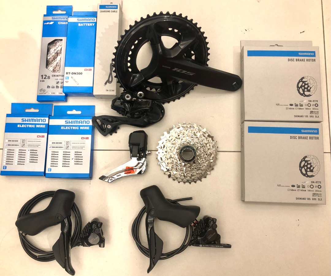 Shimano 105 R7170 Di2 Hydraulic Disc Brake 12 Speed Groupset, Sports ...