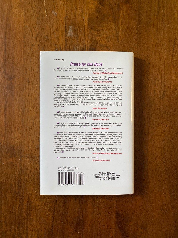 Spin Selling by Neil Rackham, Hobbies & Toys, Books & Magazines ...