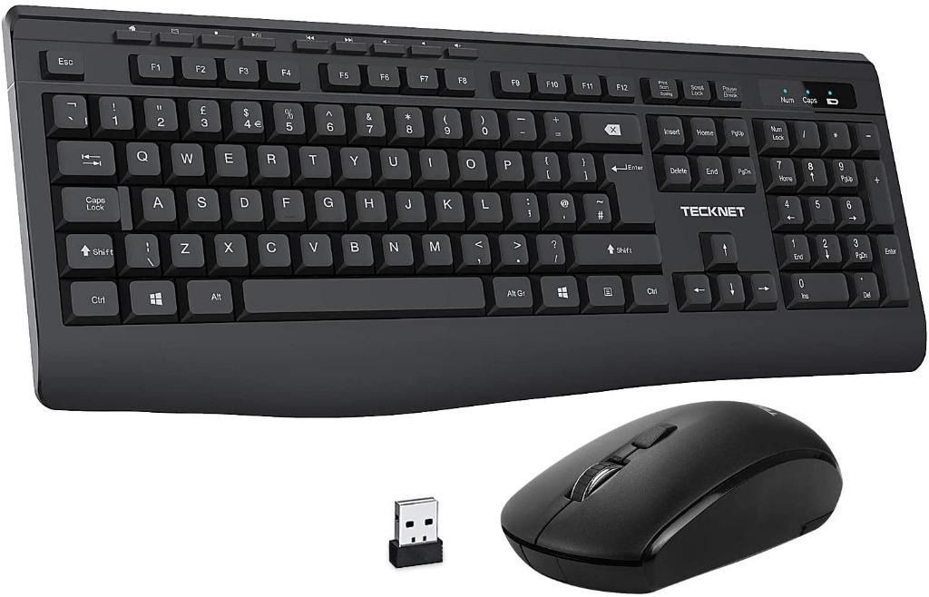 TECKNET Wireless Keyboard and Mouse Set, Ergonomic 2.4G Cordless ...
