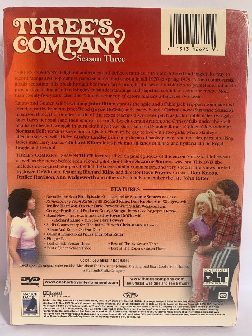 Three’s Company (1977) Season 1 - 7 DVD, Hobbies & Toys, Music & Media ...