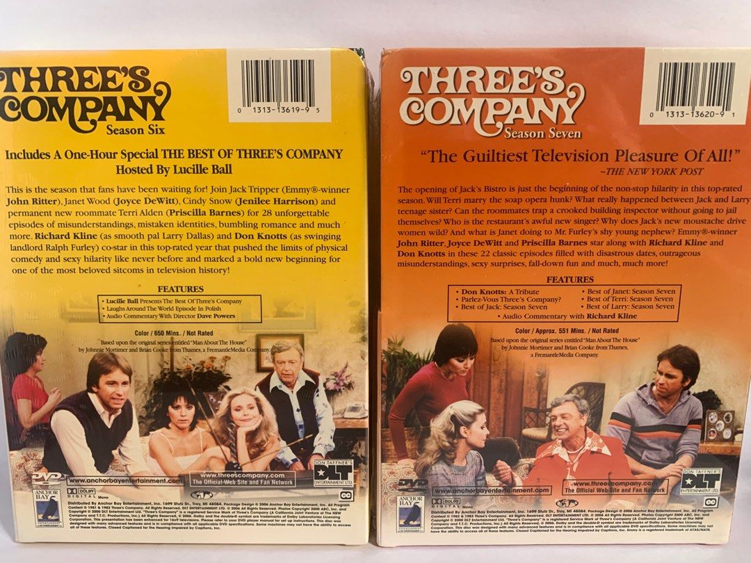 Three’s Company (1977) Season 1 - 7 DVD, Hobbies & Toys, Music & Media ...