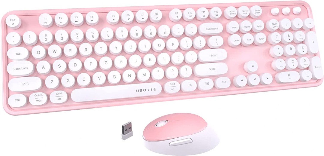 "UBOTIE Colorful Computer Wireless Keyboard Mouse Combos, Typewriter ...