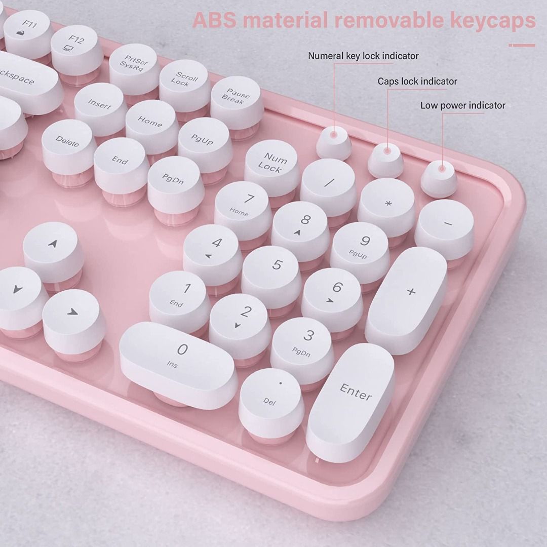 "UBOTIE Colorful Computer Wireless Keyboard Mouse Combos, Typewriter ...