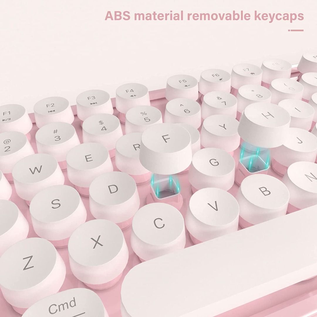 Ubotie Colorful Computer Wireless Keyboard Mouse Combos Typewriter Flexible Keys Office Full