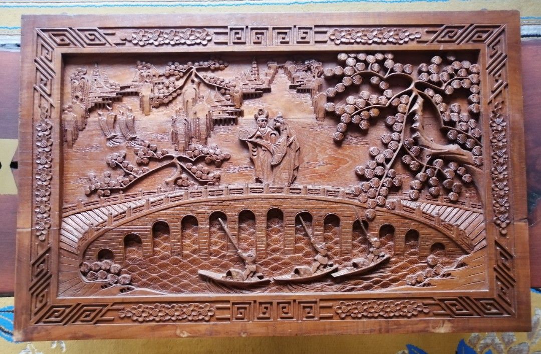Ukiran Kayu Cina Lama(36x23inci)/ Old Chinese Wood Carving, Hobbies ...