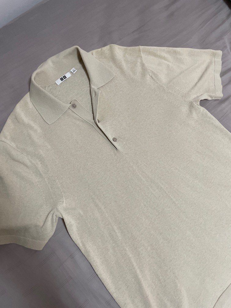 Uniqlo Cream Polo Tshirt, Men's Fashion, Tops & Sets, Tshirts & Polo ...
