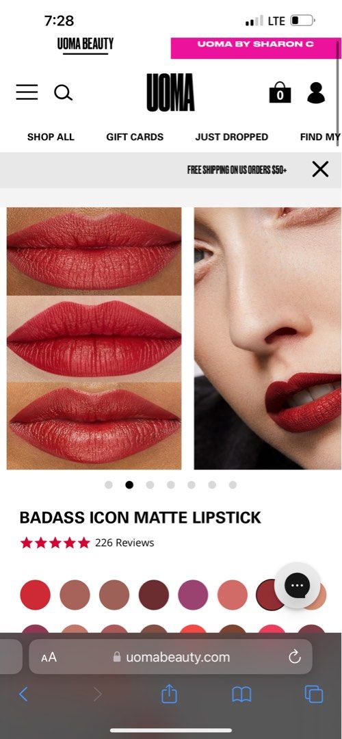 Uoma beauty BADASS ICON MATTE LIPSTICK shade diana retain value $24 ...