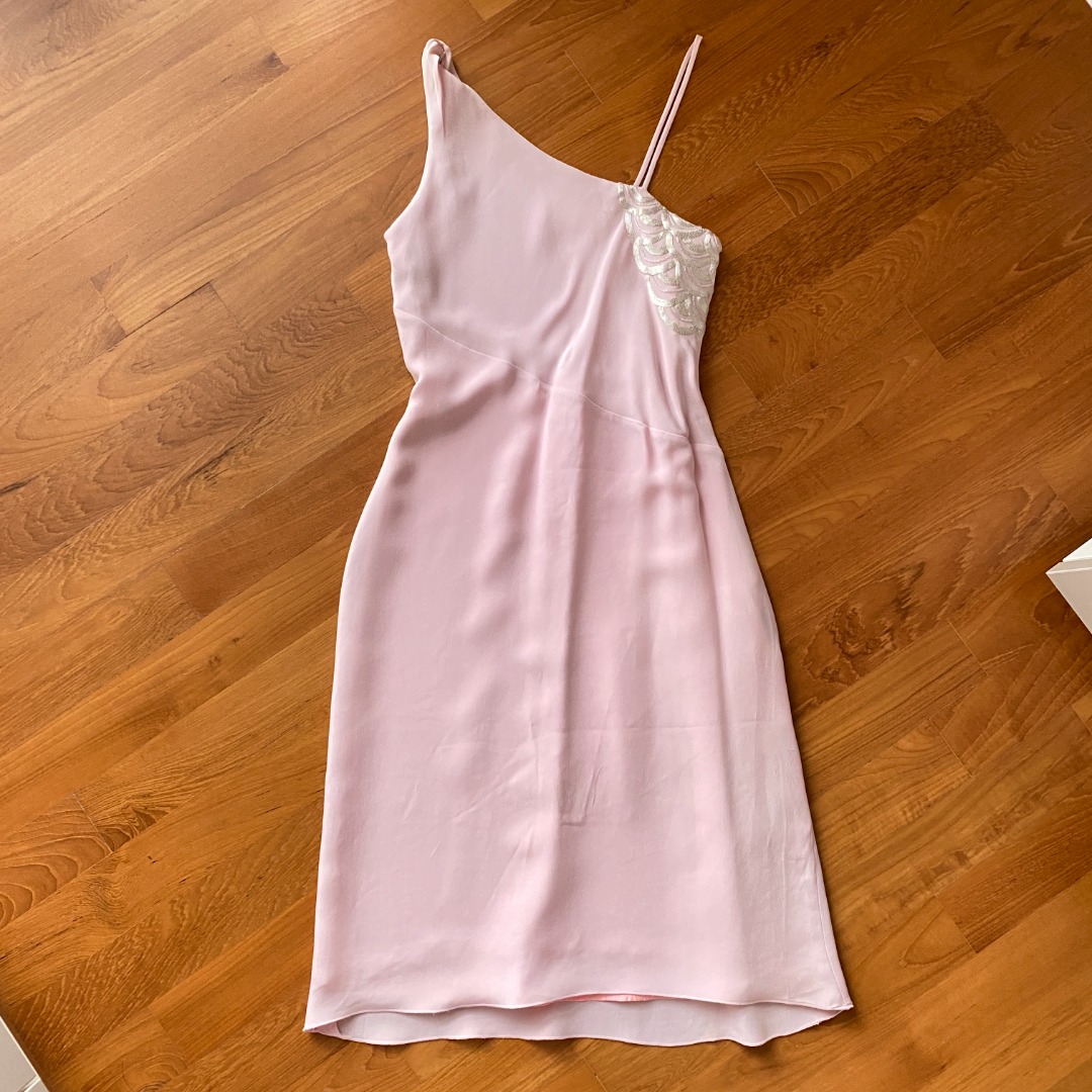 Vintage 90s Silk Pink Toga Bias Midi Dress, Women's Fashion, Dresses ...