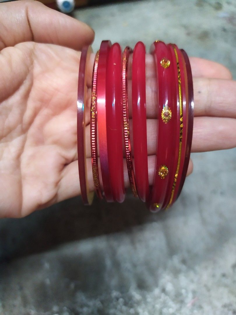 Vintage Set Of Red Indian Bangle Kada, Women's Fashion, Jewelry ...