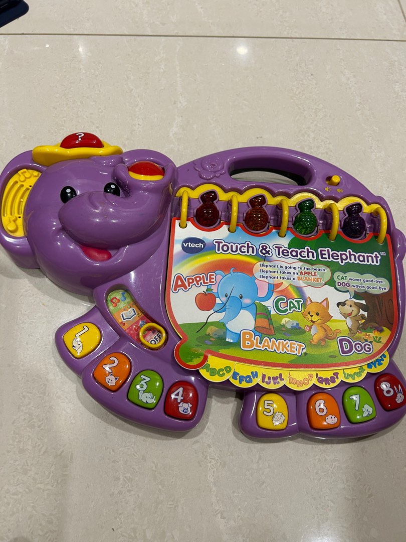 Vtech Touch and Teach elephant purple, Babies & Kids, Infant Playtime ...