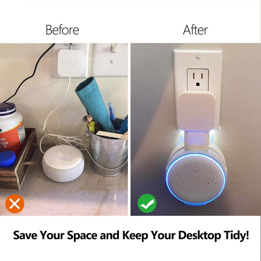 Wall Mount for Echo Dot 3rd Gen, Amazon Alexa Plug-In Mount, Compact ...