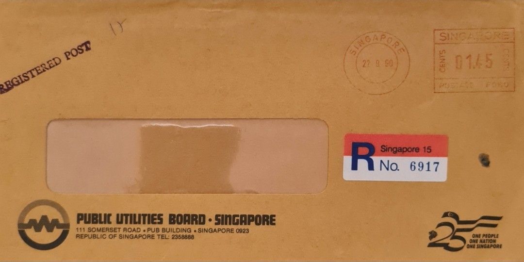 1990 a group of 3 letter envelopes all printed slogan "25th One People ...