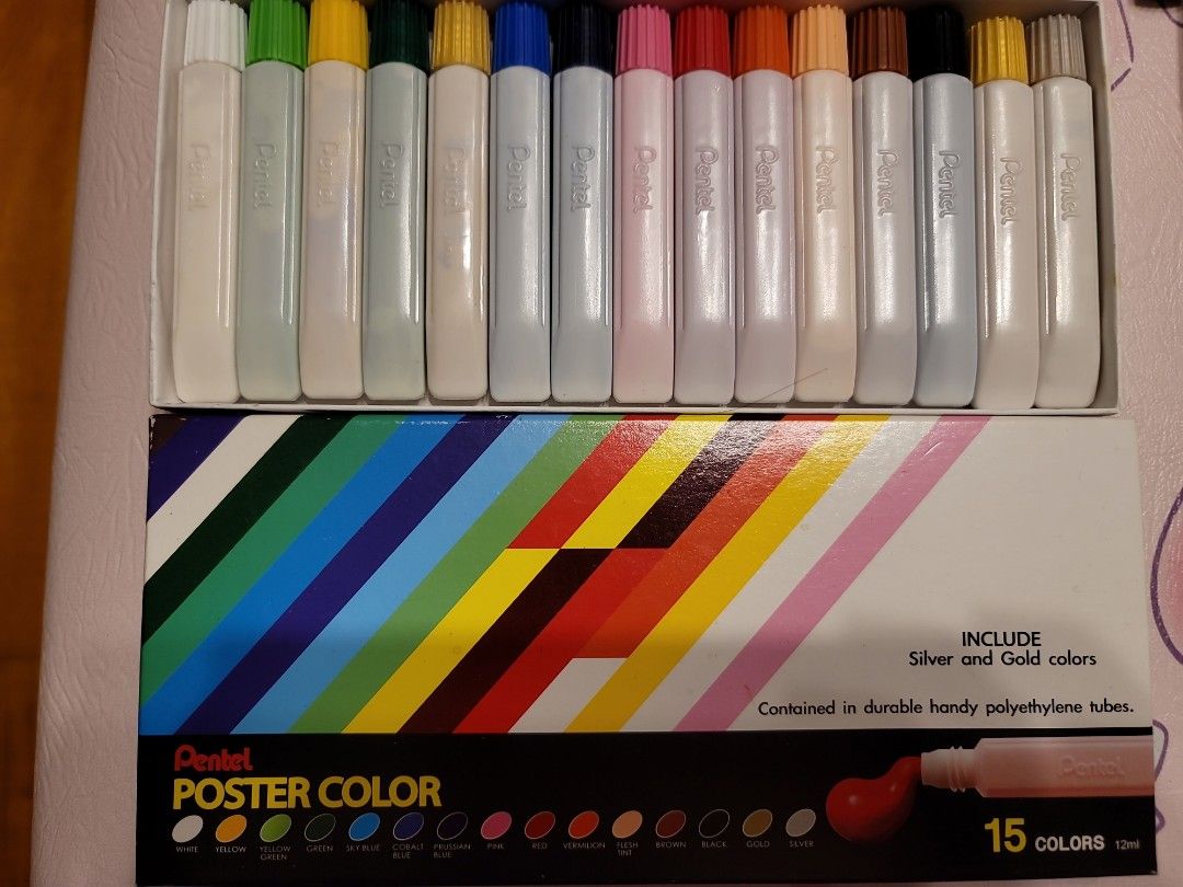 廣告彩 （Pentel poster color）, 興趣及遊戲, 手作＆自家設計, 文具及工藝 - 畫作及印刷品 - Carousell