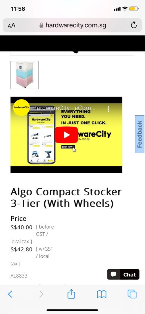 Algo Compact Stocker/ Storage 3-Tier with 4 wheels, Furniture & Home ...