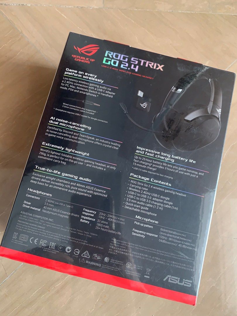Asus ROG Strix Go 2.4 Low Latency Wireless Gaming Headset, Audio ...