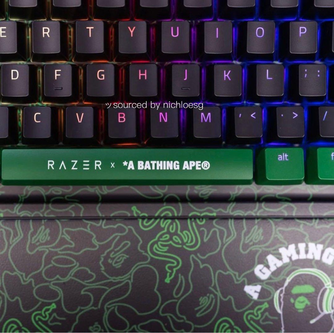 SALE ️BAPE X RAZER NEON CAMO BLACKWIDOW V3, Computers & Tech, Parts ...