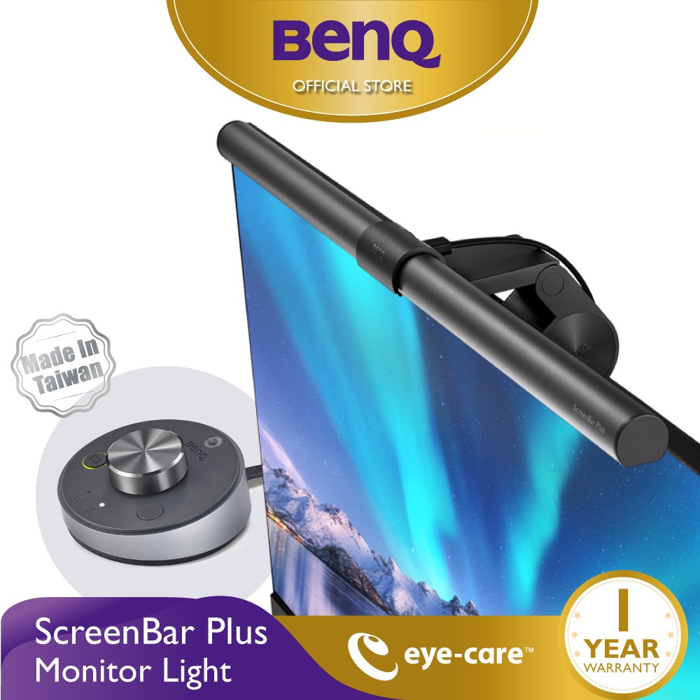 BenQ ScreenBar Plus LED USB Powered Computer Monitor Light Bar, 8 Color ...
