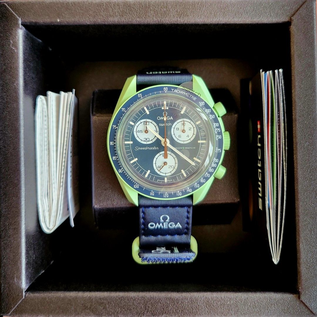 BNIB Swatch x Omega Moonswatch Green x Blue, Men's Fashion, Watches ...