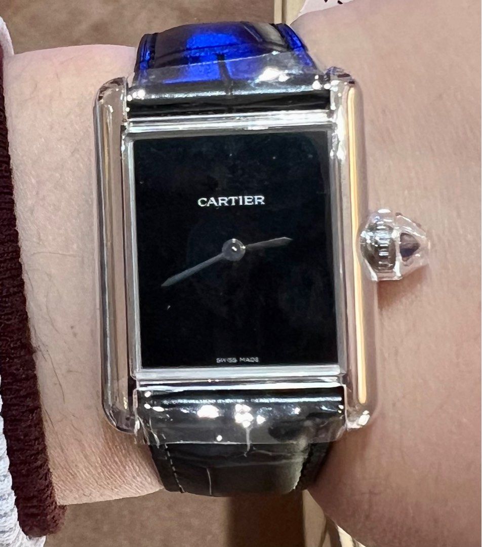 Cartier Tank Must Large Black dial, Luxury, Watches on Carousell