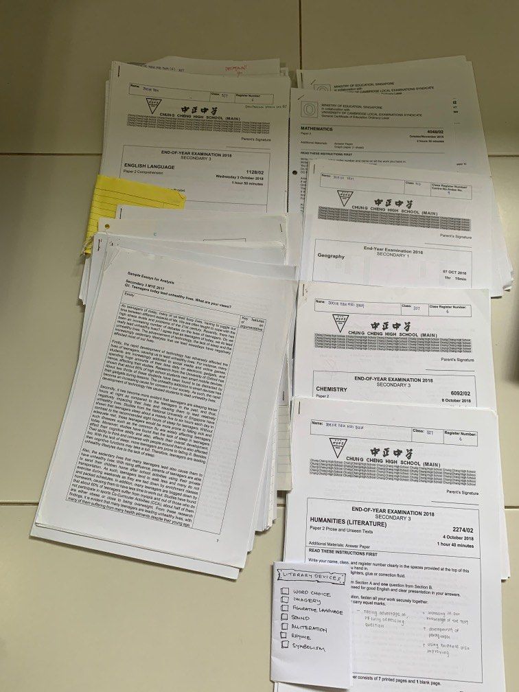 All for $3 CCH (main) Sec 1 to 3 exam papers , Hobbies & Toys, Books ...