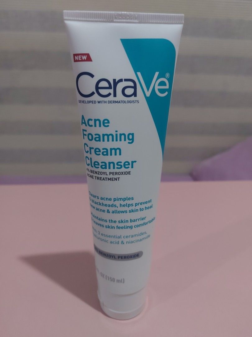 Cerave Acne Foaming Cream Cleanser 5 Oz With Benzoyl Peroxide