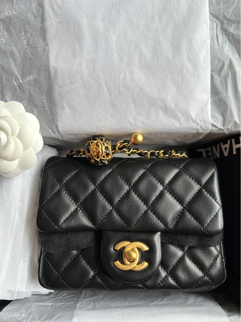 Chanel 22s Pearl crush mini square, Luxury, Bags & Wallets on Carousell