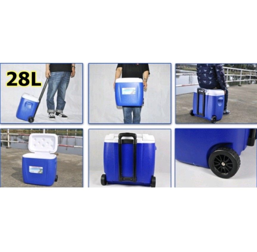 Cooler box with roller wheel, Furniture & Home Living, Home Improvement ...