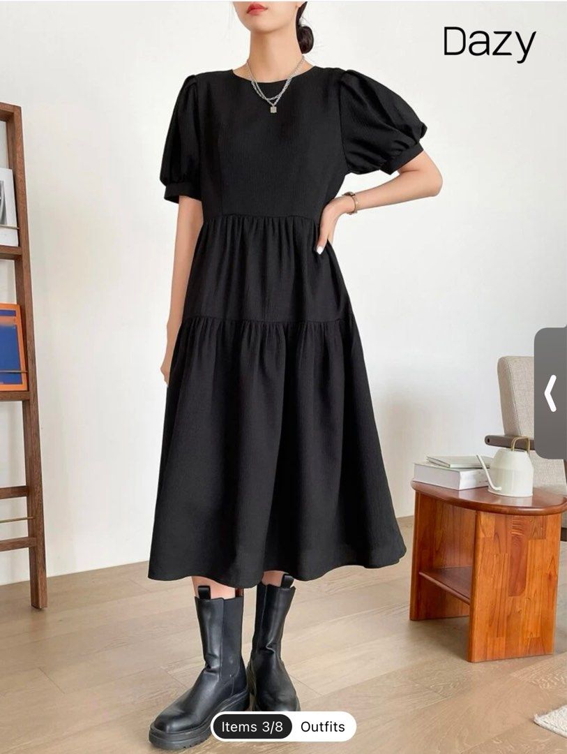 Dazy black maxi puffed dress, Women's Fashion, Dresses & Sets, Dresses ...
